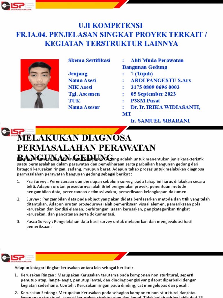 Presentasi Pekerjaan Perawatan Banguan Gedung - Ardi Pangestu | PDF