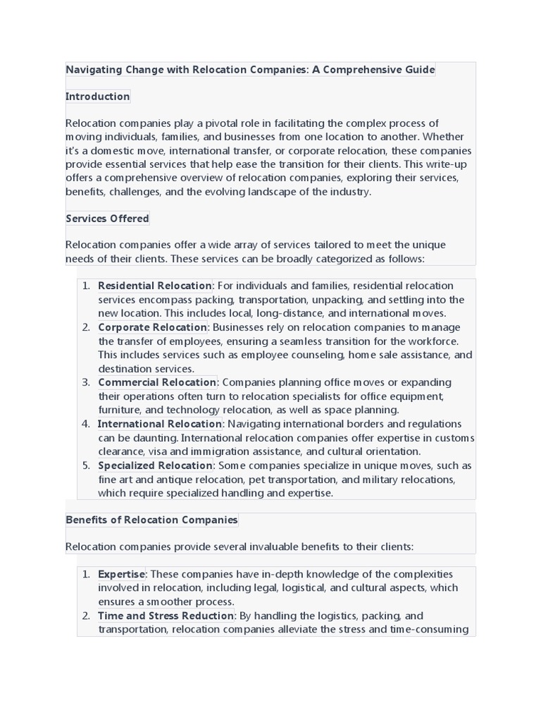 International Relocation Services Guide | PDF | Logistics | Transport