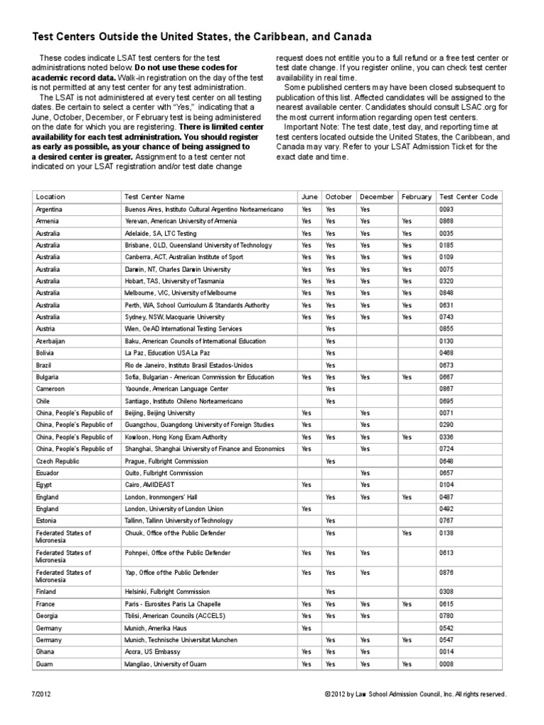 Centers of The Exam of LSAT Exam | PDF | Law School Admission Test ...
