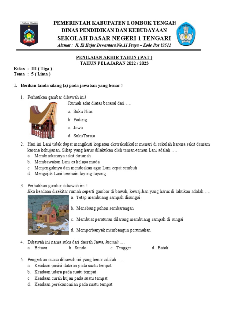Soal Pat Kelas 3 Tema 5 | PDF