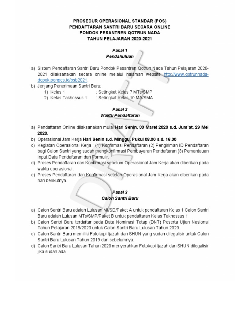 Sop PSB Online | PDF