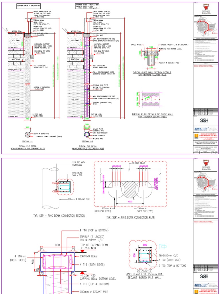Secant Pile Shoring System Details | PDF