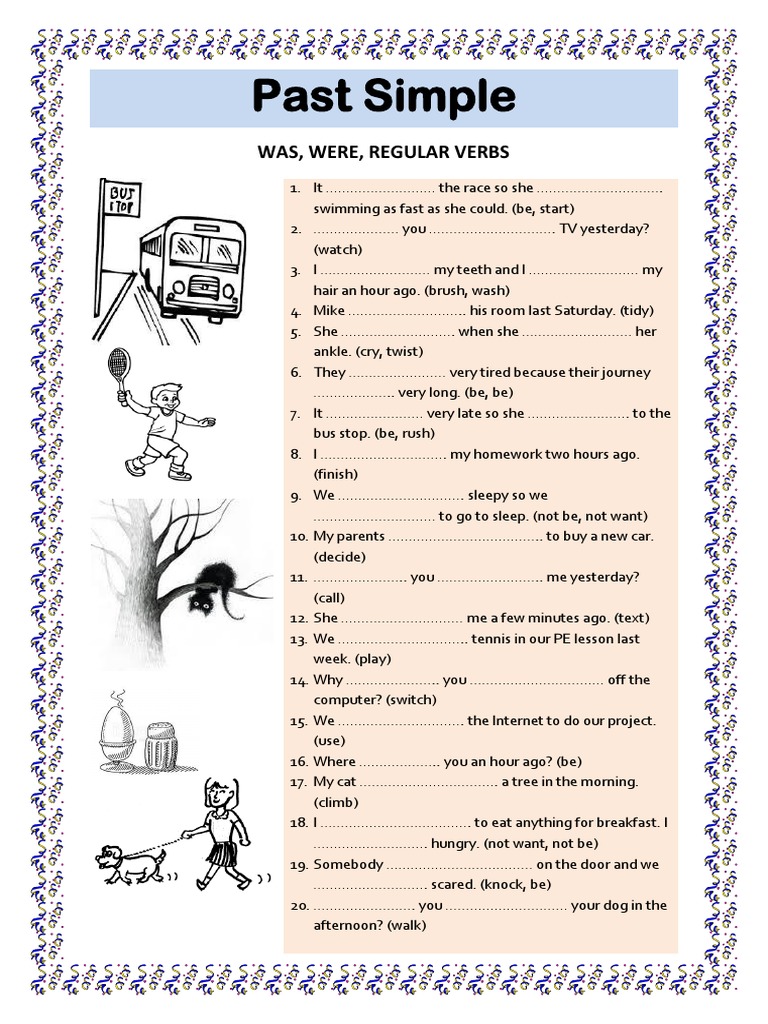 Past Simple Was Were Regular Verbs - 92045 | PDF