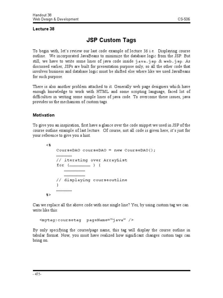 Lecture 38 | PDF | Java Server Pages | Method (Computer Programming)
