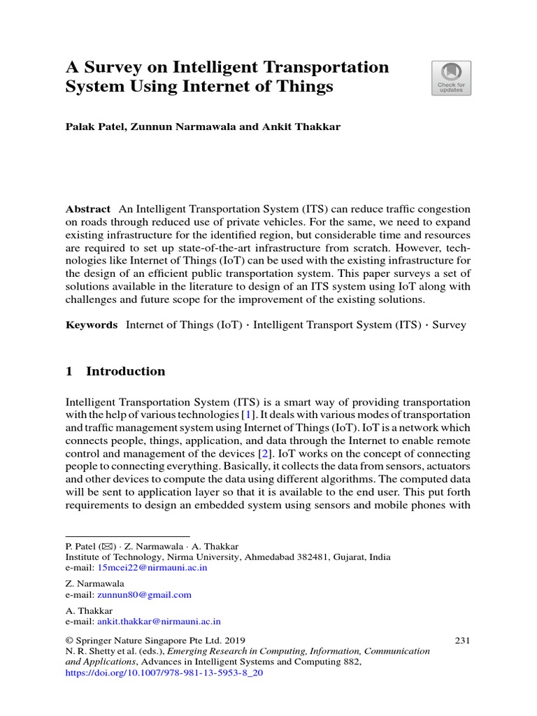 A Survey On Intelligent Transportation System Using Internet of Things ...