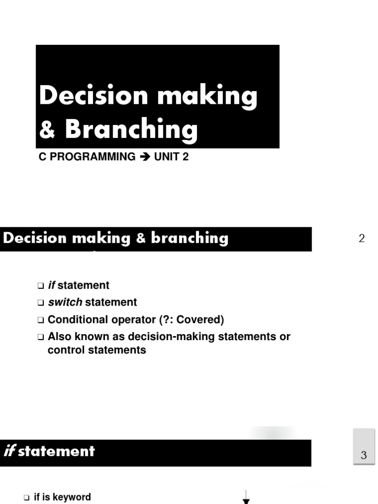 Unit 2 - II Decision making and Branching | PDF | Software Development ...