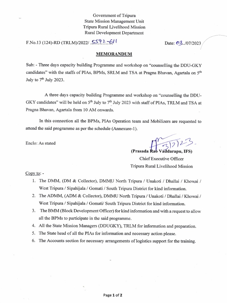 Memorandum Regarding Capacity Building Program | PDF