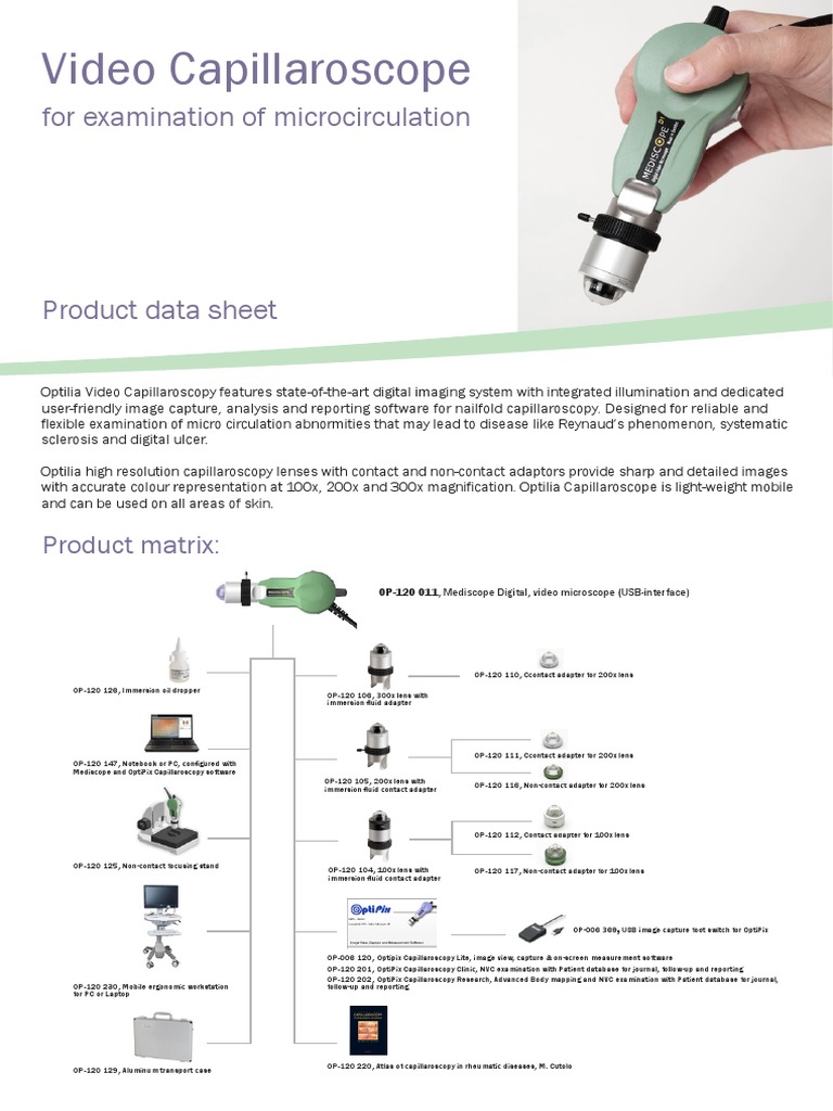 Data Sheet, Optilia Video Capillaroscope | PDF | Frame Rate | Field Of View