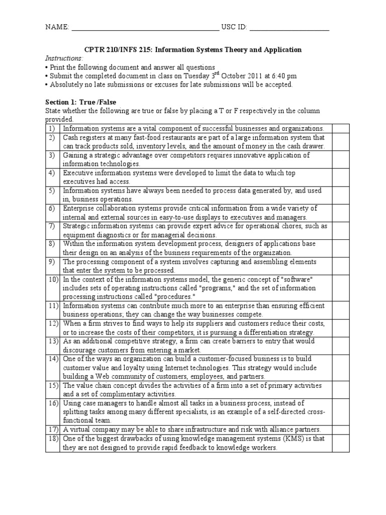 Instructions:: CPTR 210/INFS 215: Information Systems Theory and ...