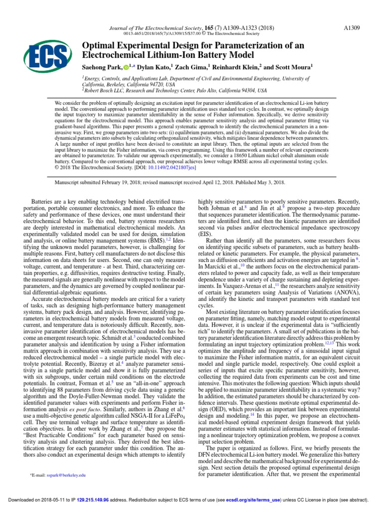 2018 Optimal Experiment Design Pdf Sensitivity Analysis Mathematical Optimization