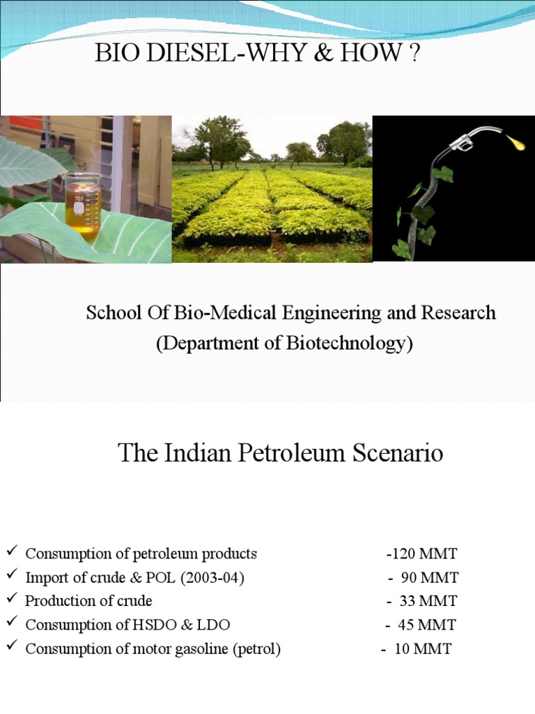 Bio Diesel-Why & How ?: School of Bio-Medical Engineering and Research ...