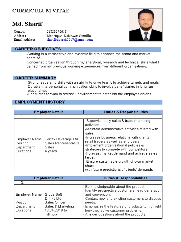 CV New Sharif | PDF | Sales | Marketing