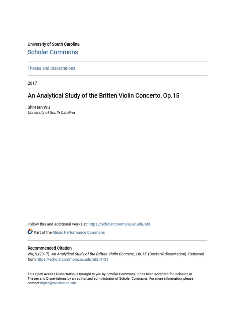 An Analytical Study of The Britten Violin Concerto Op.15 | PDF | Violin | Concerto