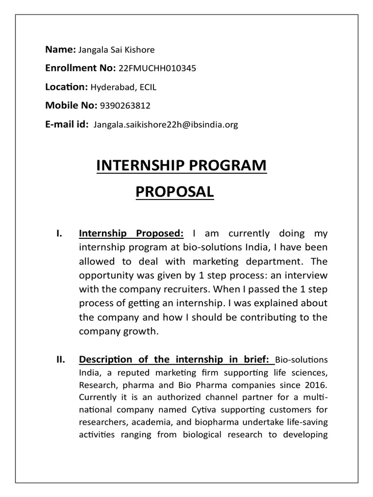 Internship Proposal | PDF | Internship | Job Hunting