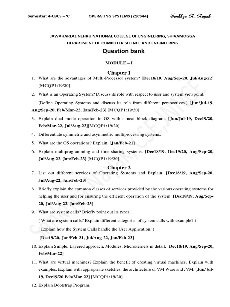 OS - MODULE1 - Question BANK | PDF | Operating System | Virtual Machine