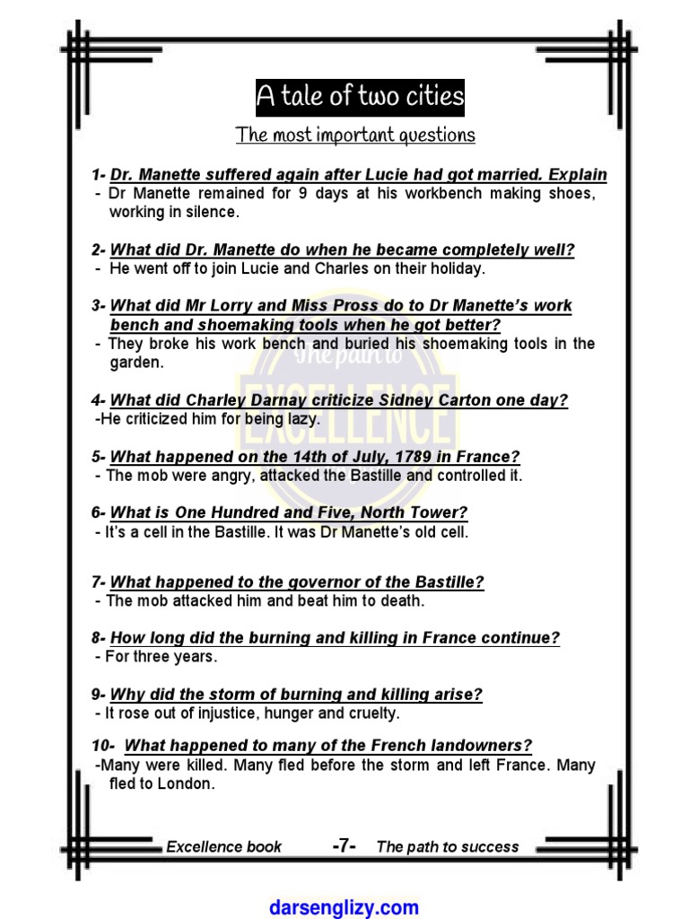 A Tale of 2 Cities 2nd Term (Darsenglizy.com موقع درس انجليزي) | PDF | A Tale Of Two Cities