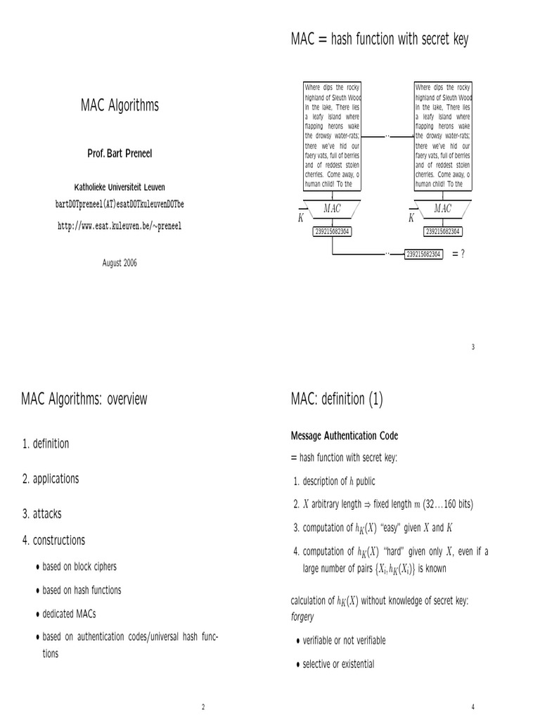 Preneel Mac Wcap06 | PDF | Espionage Techniques | Cyberwarfare