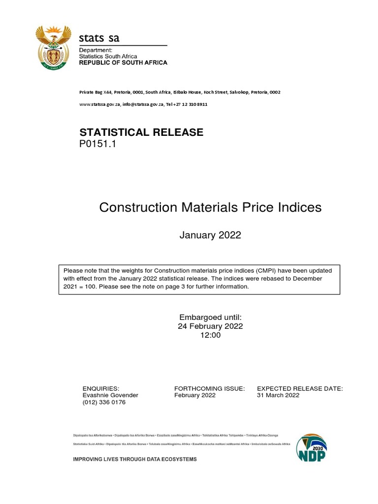 P 01511 January 2022 | PDF | Price Indices | Statistics