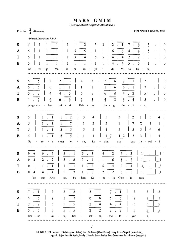 Mars GMIM Notasi Angka | PDF