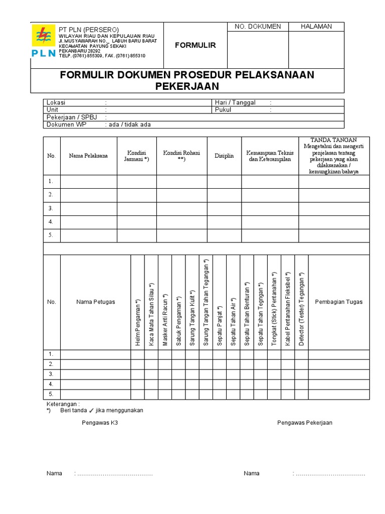 Form Dp3 - Safety Briefing Baru | PDF