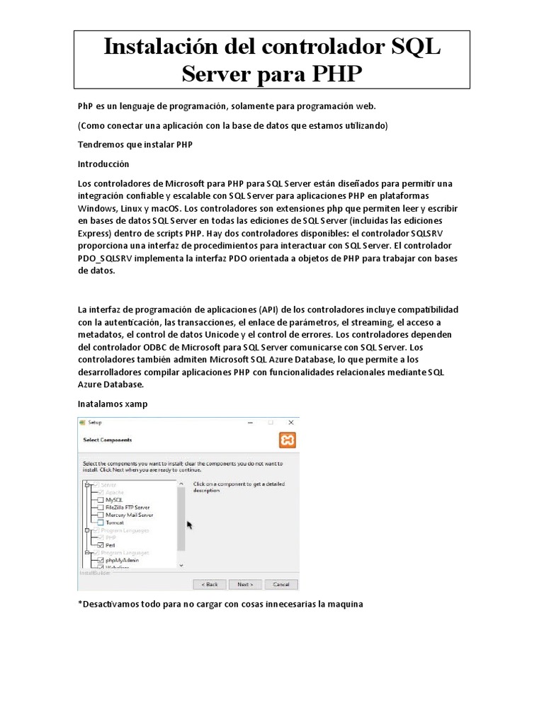 Instalación Del Controlador SQL Server para PHP | PDF