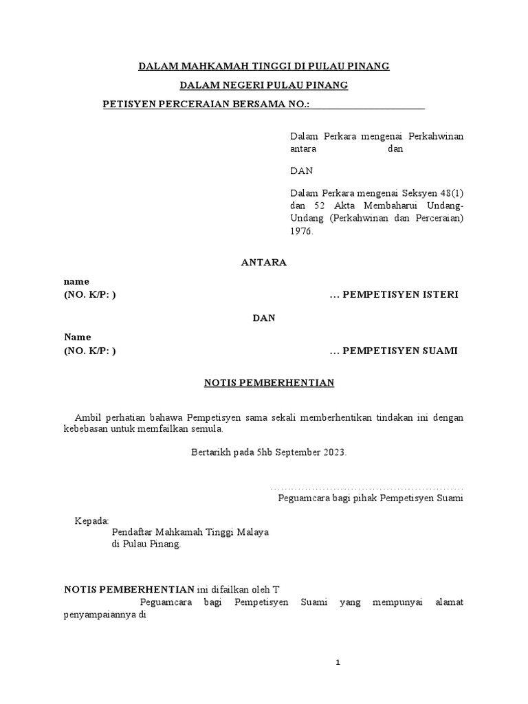 Notis Pemberhentian 1 | PDF