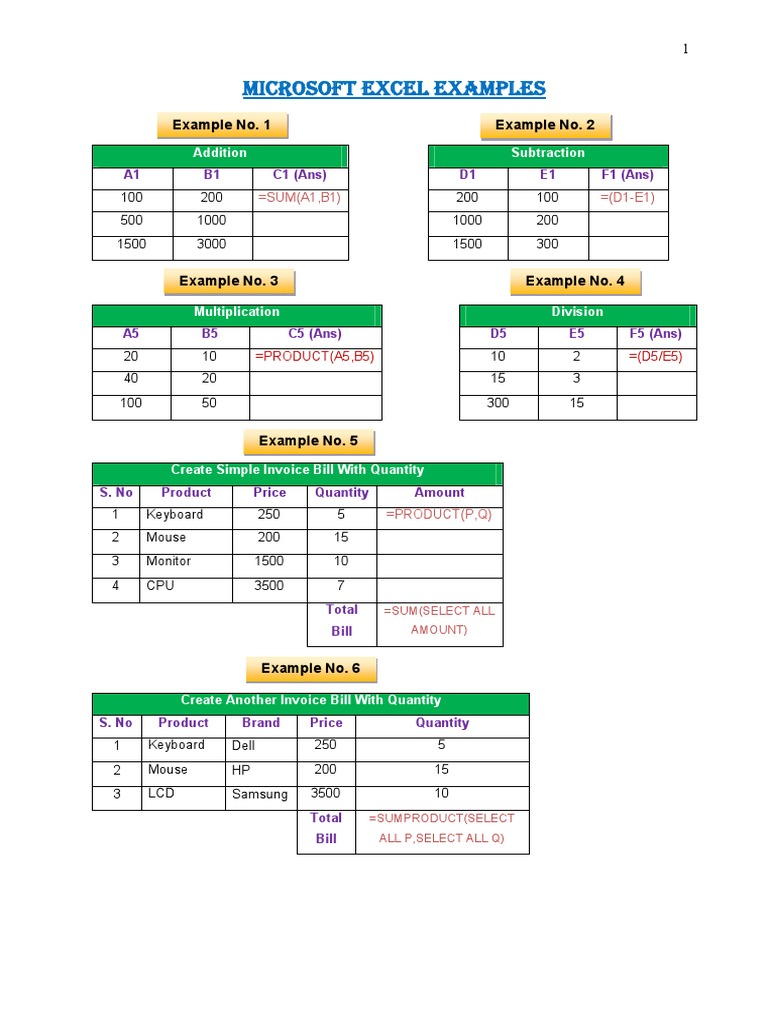 Microsoft Excel Examples | PDF | Debits And Credits | Deposit Account