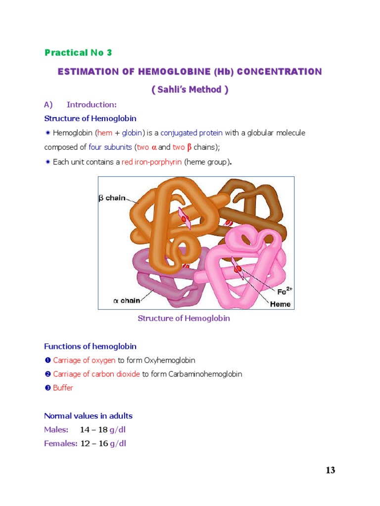 Estimation of HB Concentration | PDF | Hemoglobin | Physiology