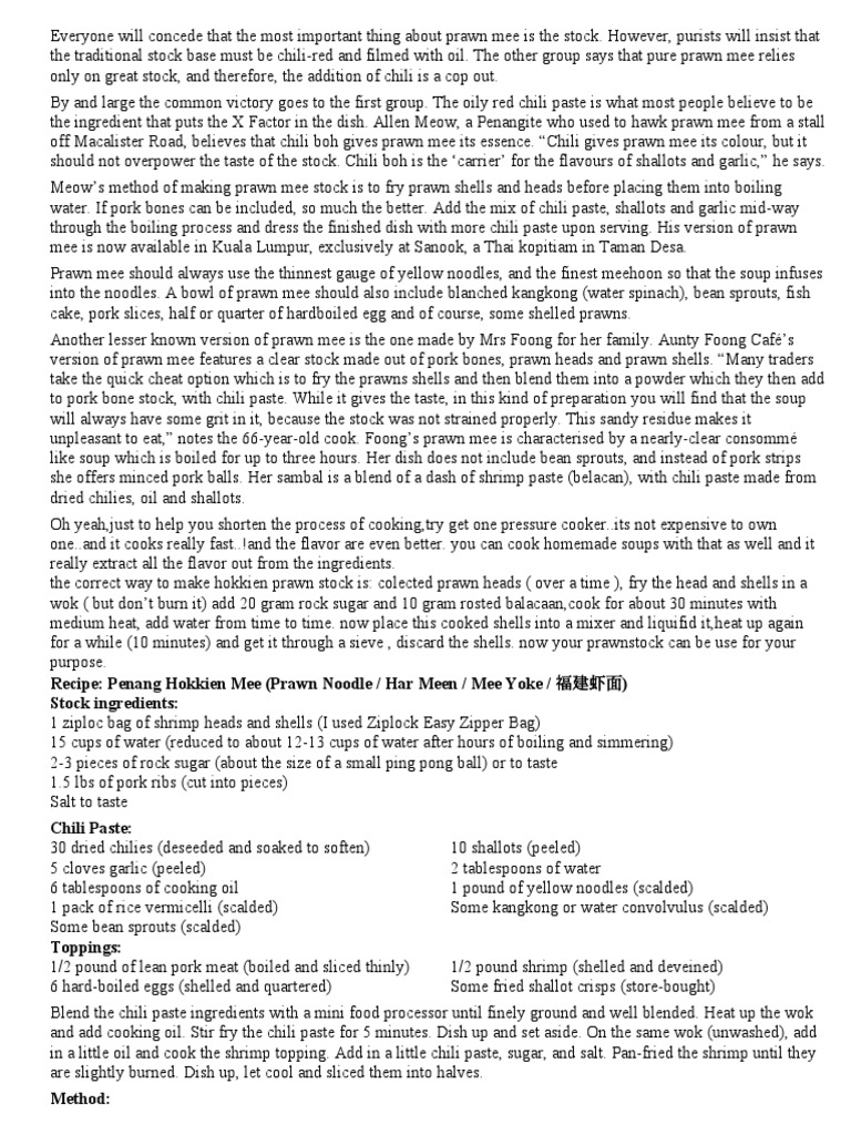 Hokkien Prawn Mee Recipe | PDF | Cooking | Cuisine