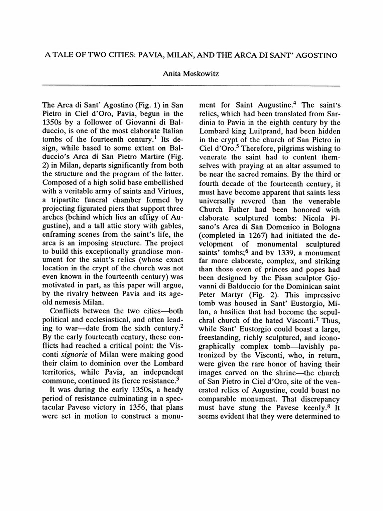 A. Moskovitz, A Tale of Two Cities Pavia, Milan, and The Arca Di Sant ...