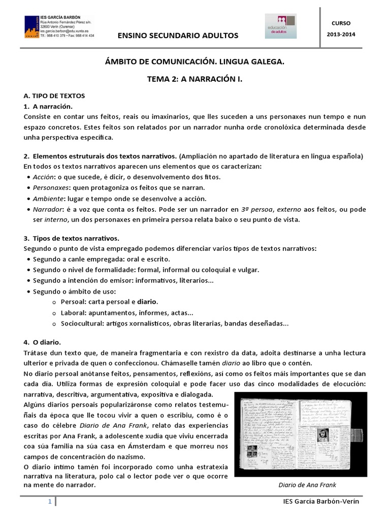 TEMA 2. A NARRACIÓN I. | PDF