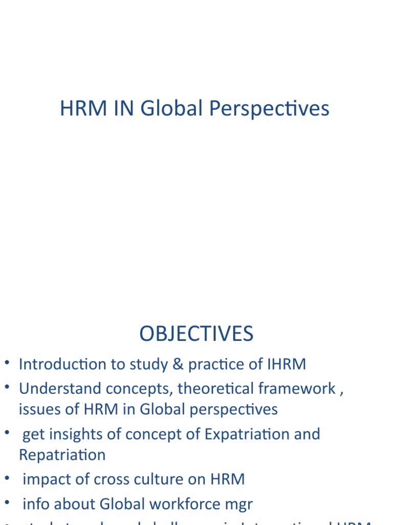 HRM IN Global Perspectives - Unit 1. | PDF | Human Resource Management ...
