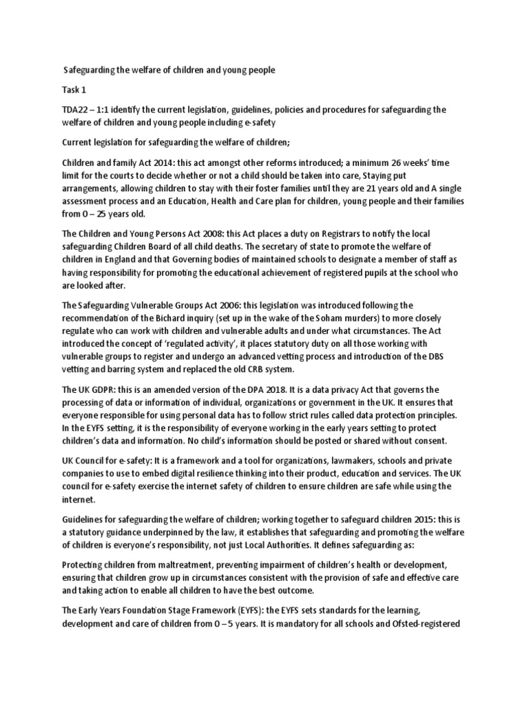 Safeguarding The Welfare of Children and Young People | PDF | Child ...