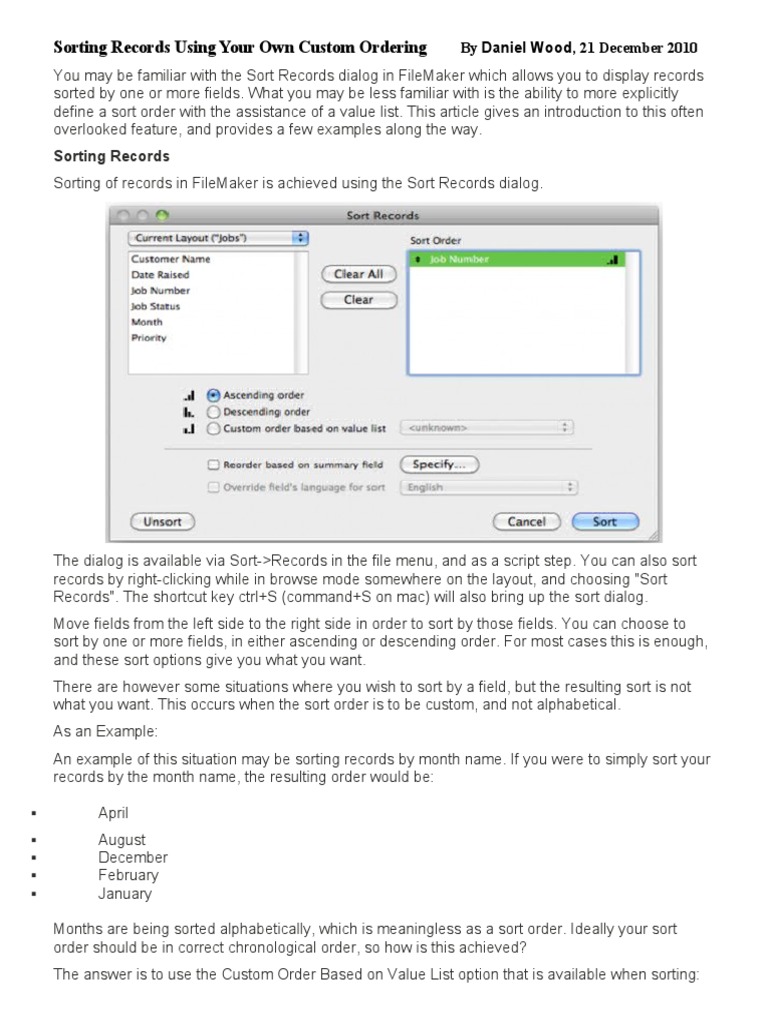 Sorting Records Using Your Own Custom Ordering | PDF | Icon (Computing) | Databases