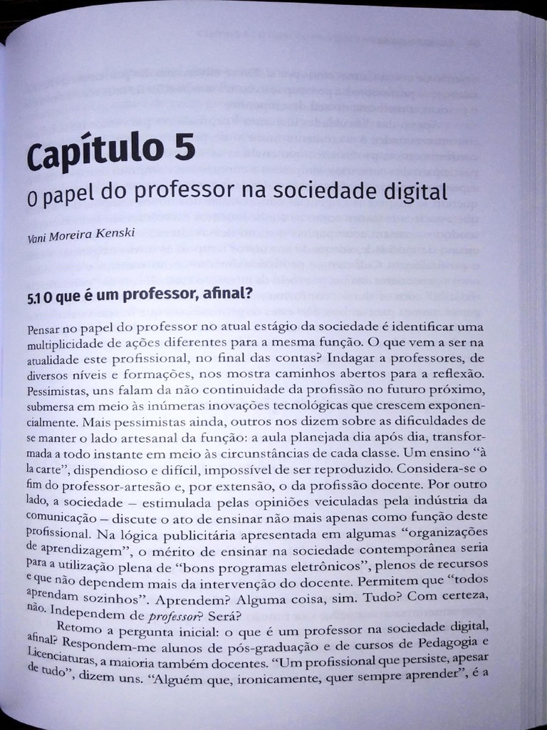 Kenski Professor Era Digital Pdf Aprendizado Sociologia
