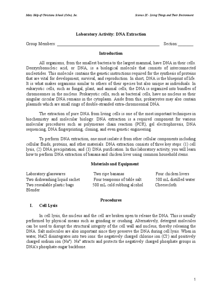 Chicken Liver DNA Extraction Guide | PDF | Dna | Cell (Biology)