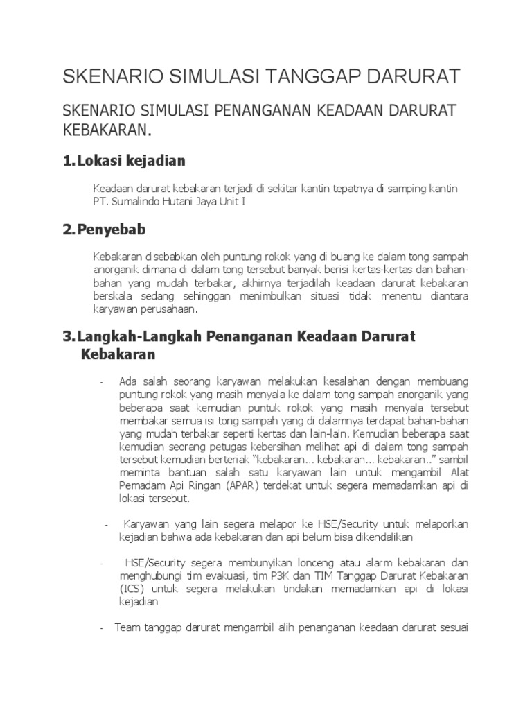 Skenario Simulasi Tanggap Darurat 2 | PDF