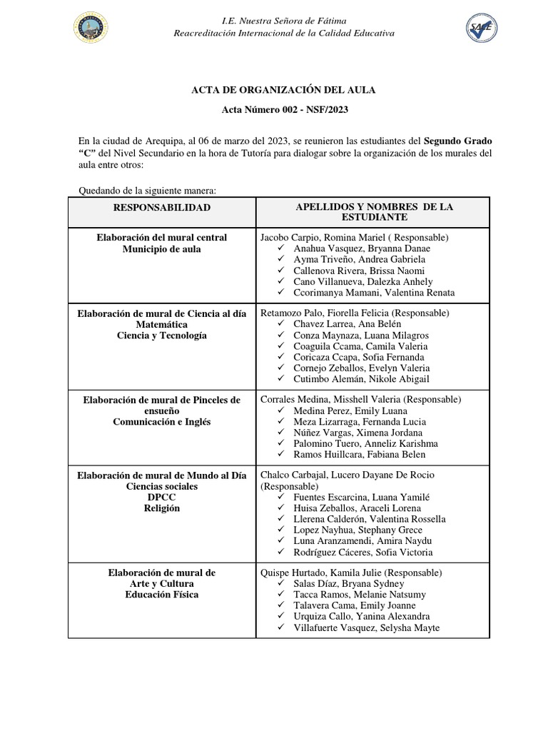 2do C_Organización del aula | PDF