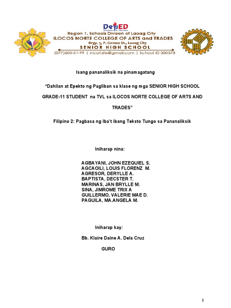 Sample Research Paper - Fil 2 | PDF