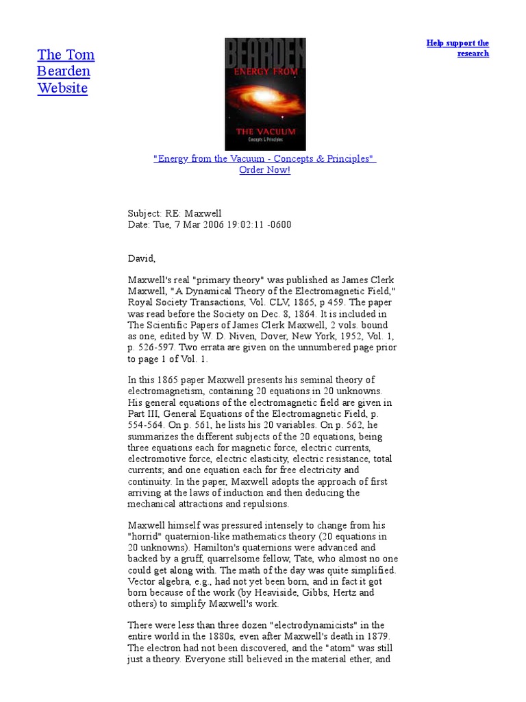 The Tom Bearden Website: "Energy From The Vacuum - Concepts ...