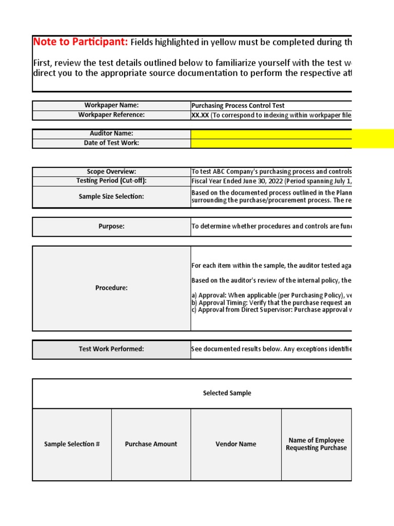 Task 1 - Control Testing Template | PDF | Business | Computing
