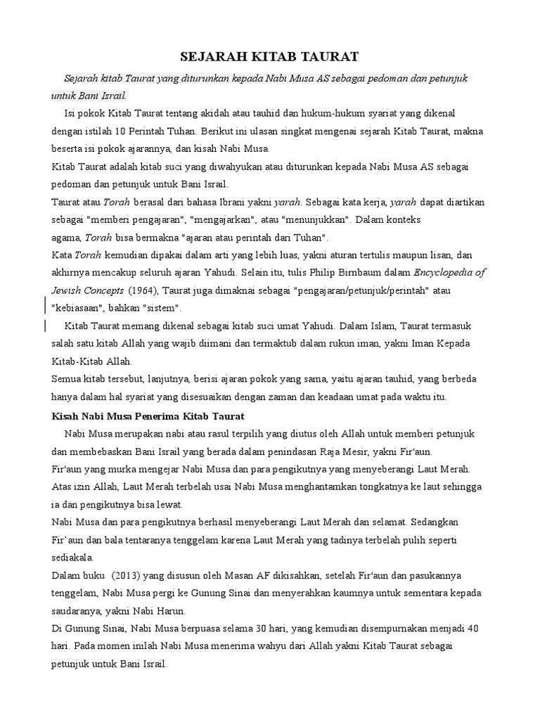 Sejarah Kitab Taurat | PDF