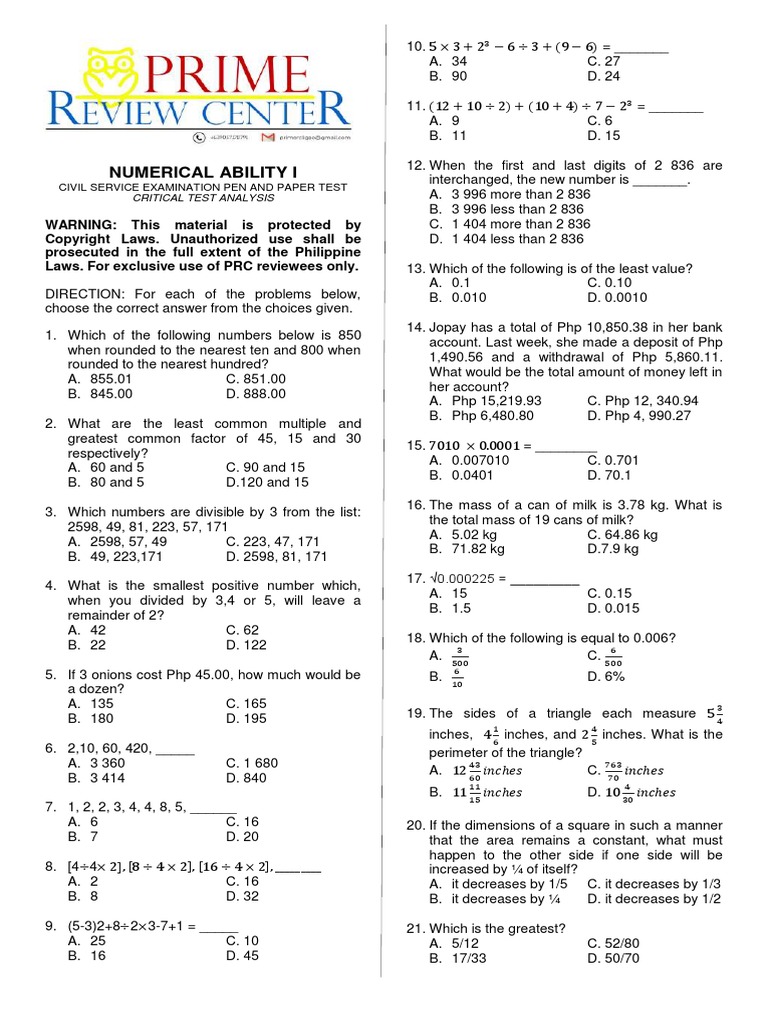 Numerical Ability 1 | PDF | Mathematics