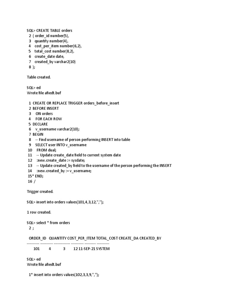 SQL Lab - Trigger | PDF | Data Management Software | Data SQL Lab - Trigger | PDF | Data Management Software | Data