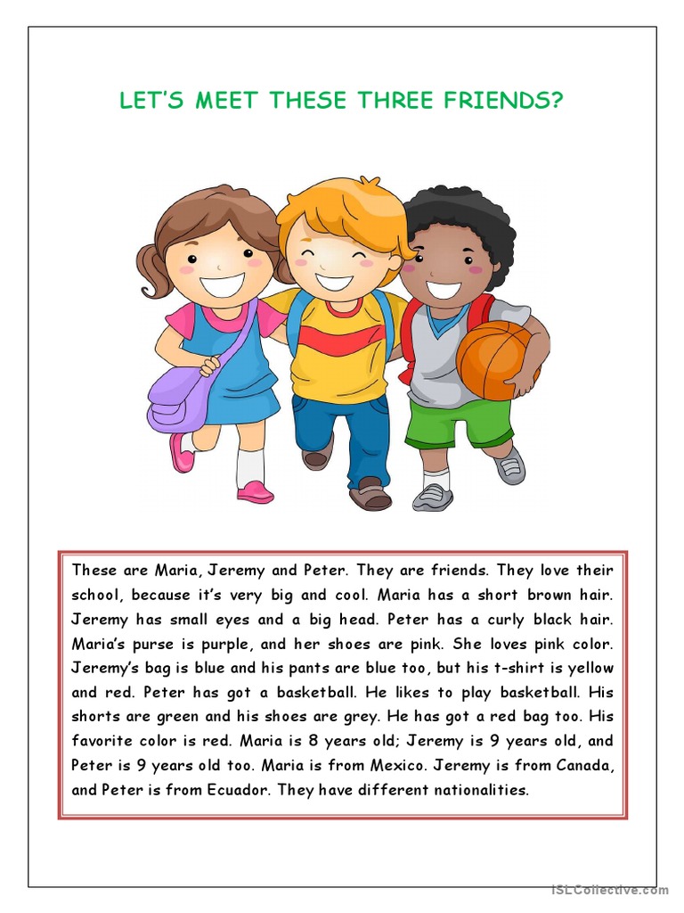 Friends and Their Colors: A Reading Activity | PDF | Sports ...