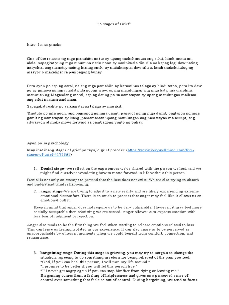 5 Stages of Grief | PDF | Grief | Cognitive Science