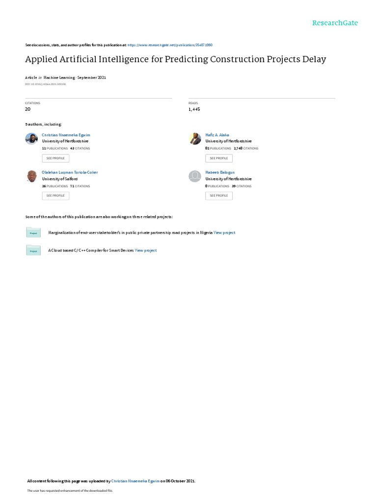 Applied Artificial Intelligence For Predicting Construction Projects ...