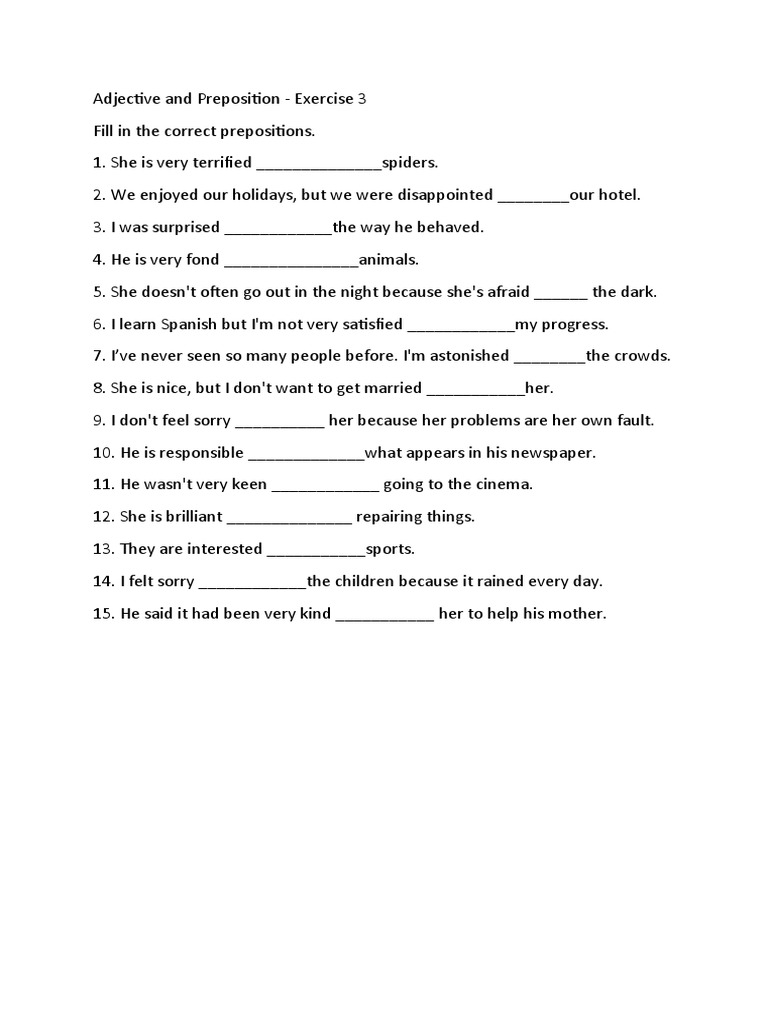 Adjective And Preposition Exercise 3 Pdf