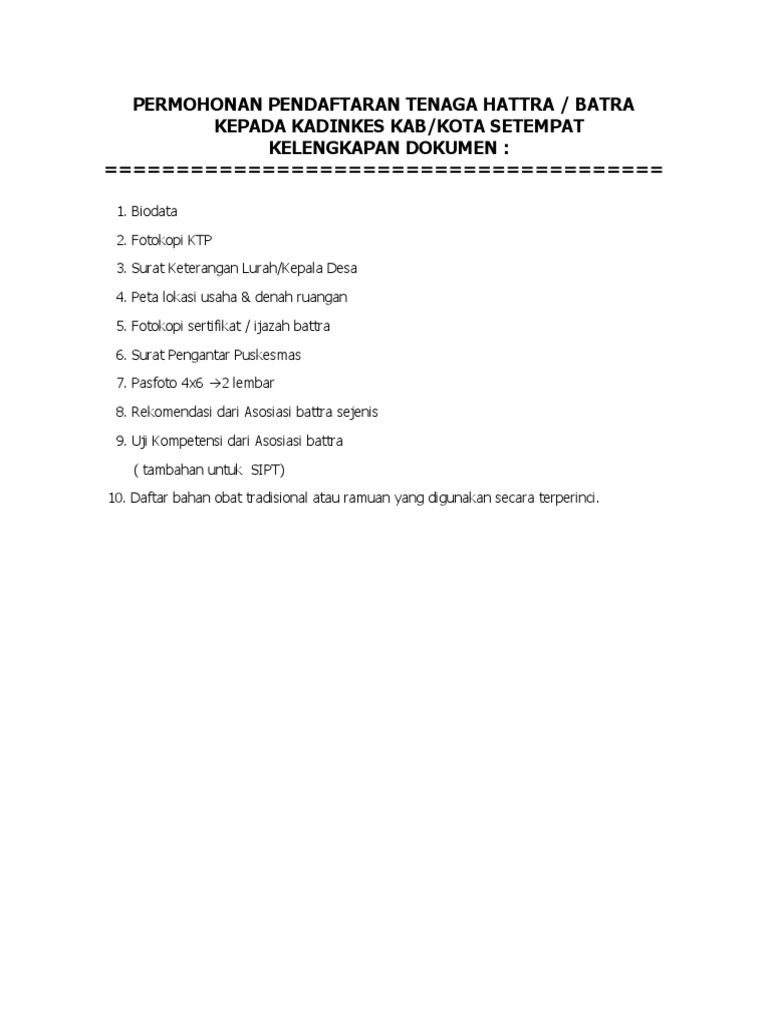 Permohonan Pendaftaran Battra Pdf Kesehatan Holistik
