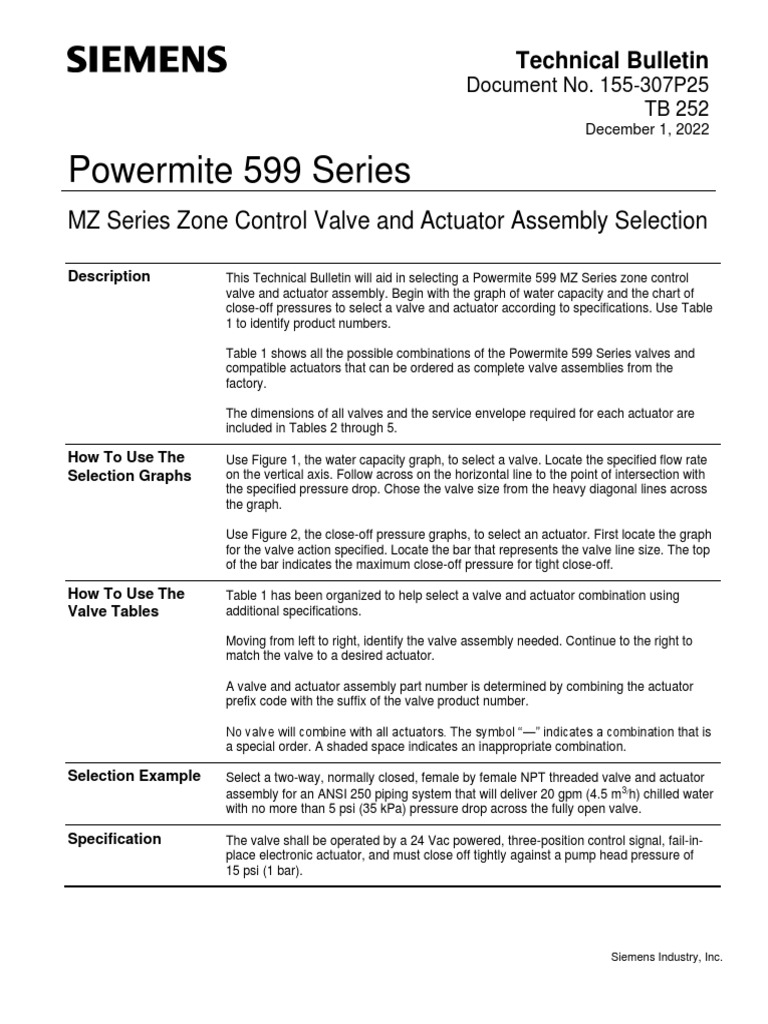 Powermite 599 Series MZ Series Zone Control Valve - en | PDF | Valve ...